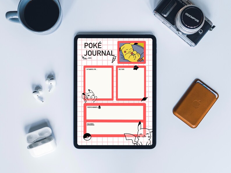 Pikachu Poké Journal Pokémon-inspired Gratitude Affirmation Digital ...