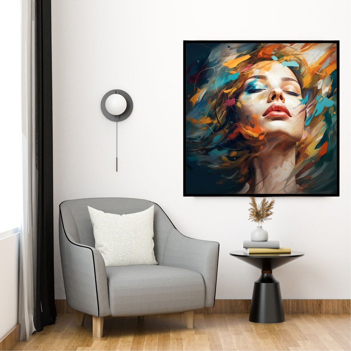 Woman Sleeping Face Abstract Canvas Art Print for Bedroom Home Wall ...