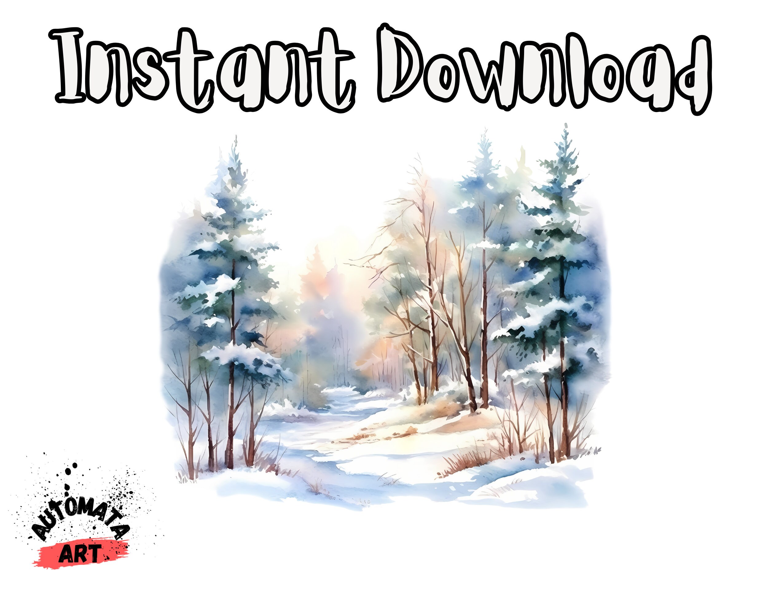 12 Watercolor Transparent Winter Clipart Bundle, Printable Digital ...