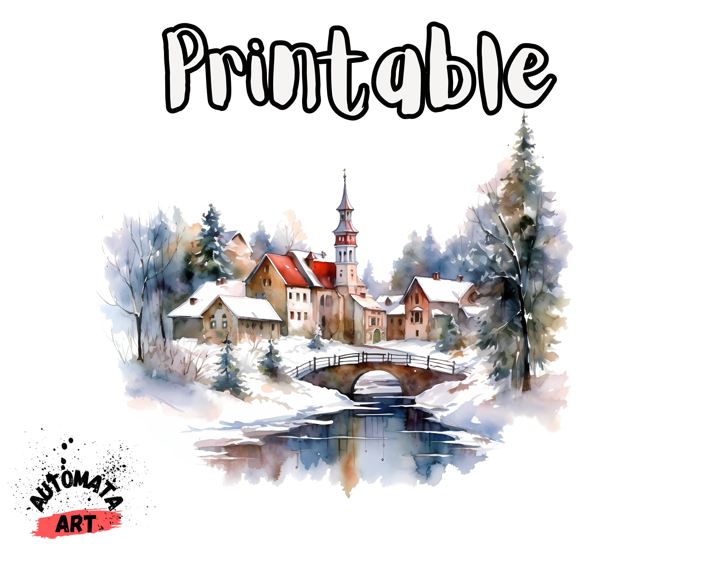 12 Watercolor Transparent Winter Clipart Bundle, Printable Digital ...