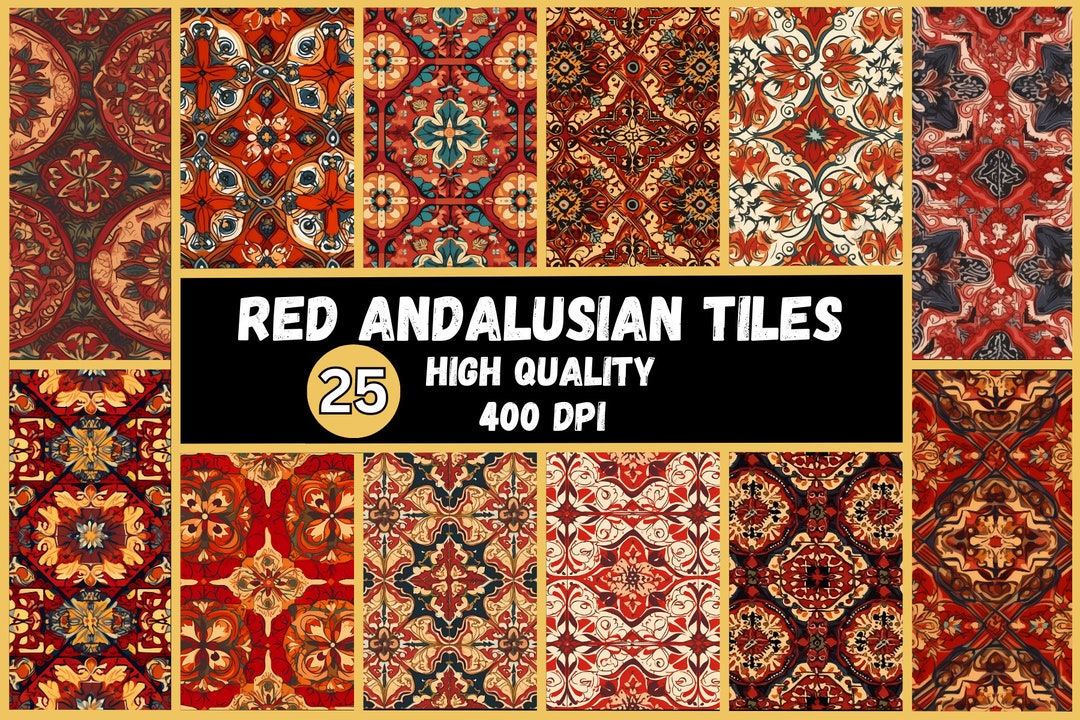 25 Andalusian Tiles Seamless Patterns Digital Paper Set, High Quality ...