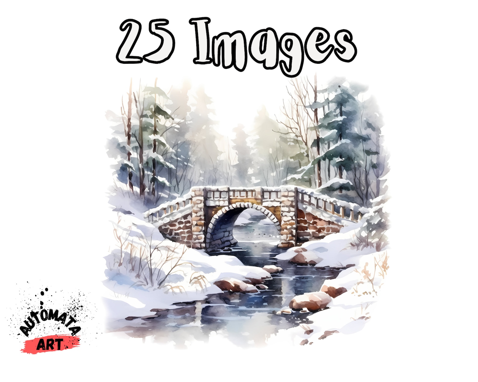 12 Watercolor Transparent Winter Clipart Bundle, Printable Digital ...