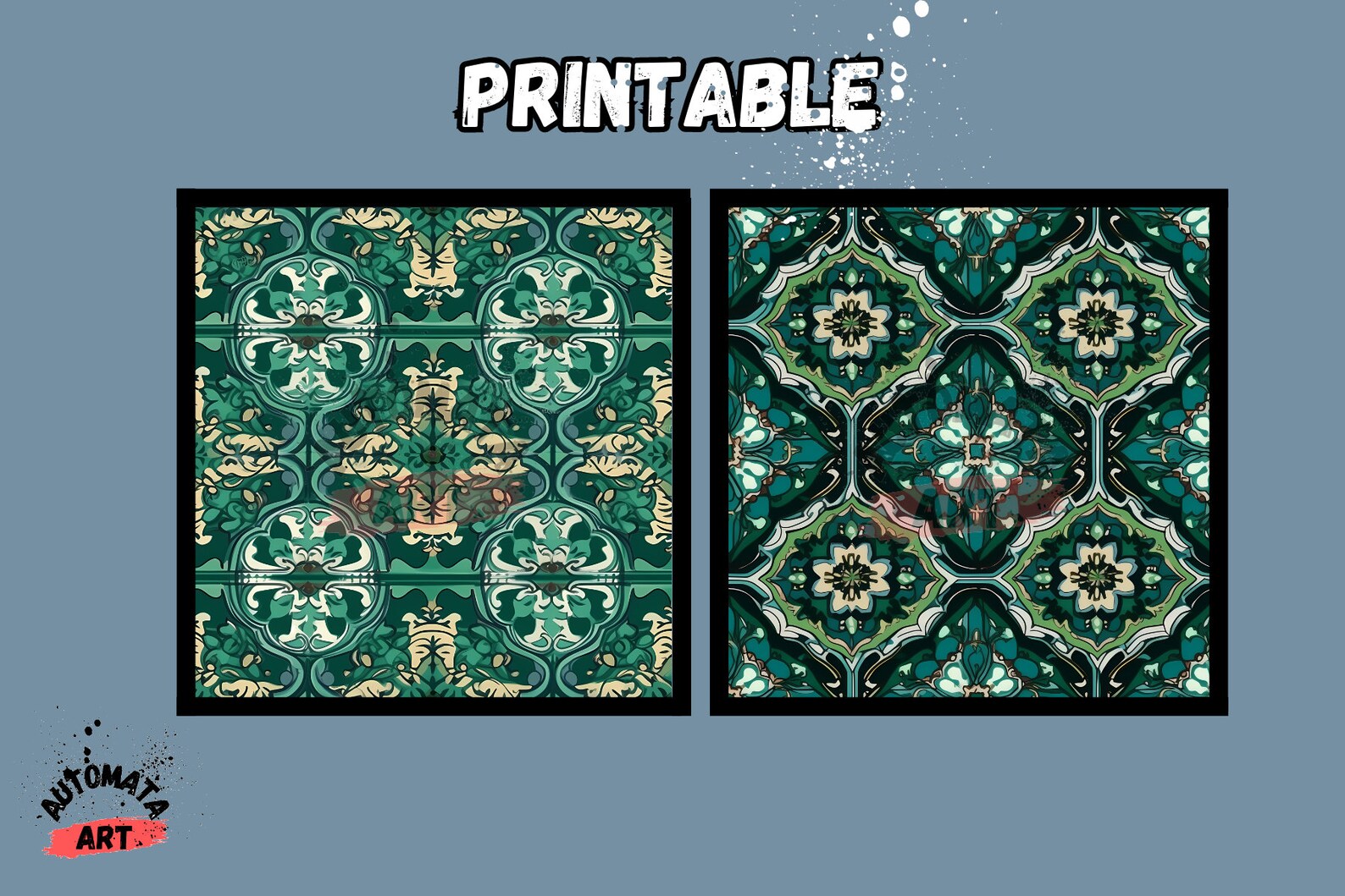 25 Green Andalusian Tile Arabesque Seamless Patterns, High Quality ...