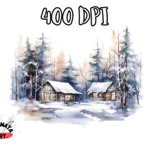 12 Watercolor Transparent Winter Clipart Bundle, Printable Digital ...