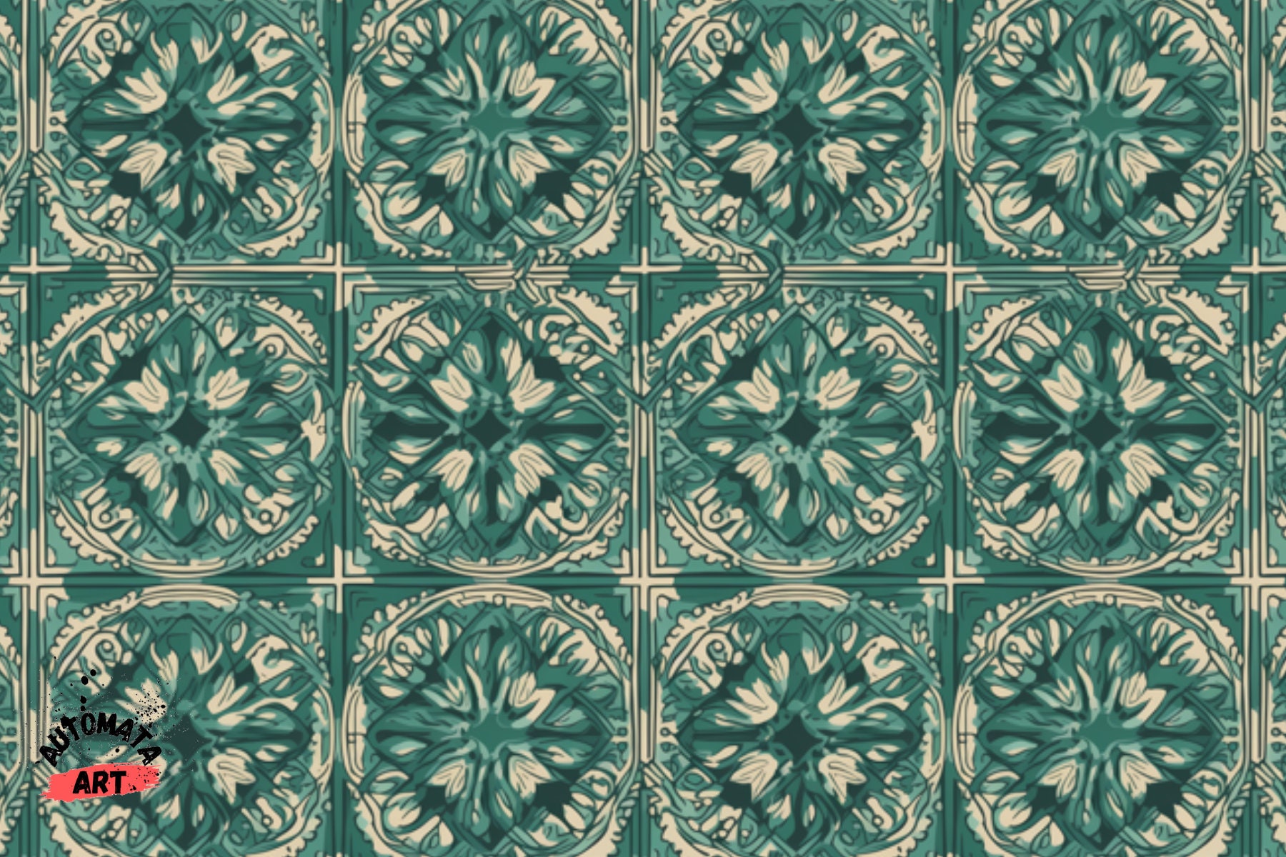 25 Green Andalusian Tile Arabesque Seamless Patterns, High Quality ...