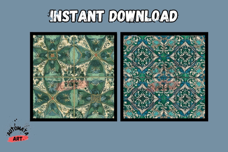 25 Green Andalusian Tile Arabesque Seamless Patterns, High Quality ...