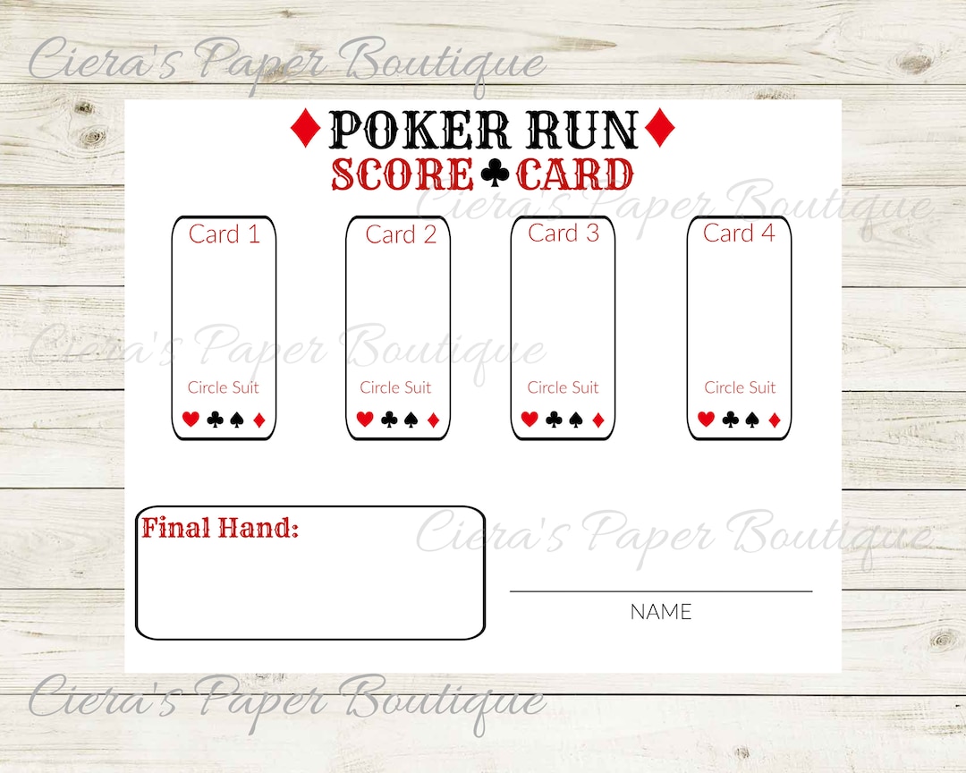 4 Card Poker Run Score Card - Etsy