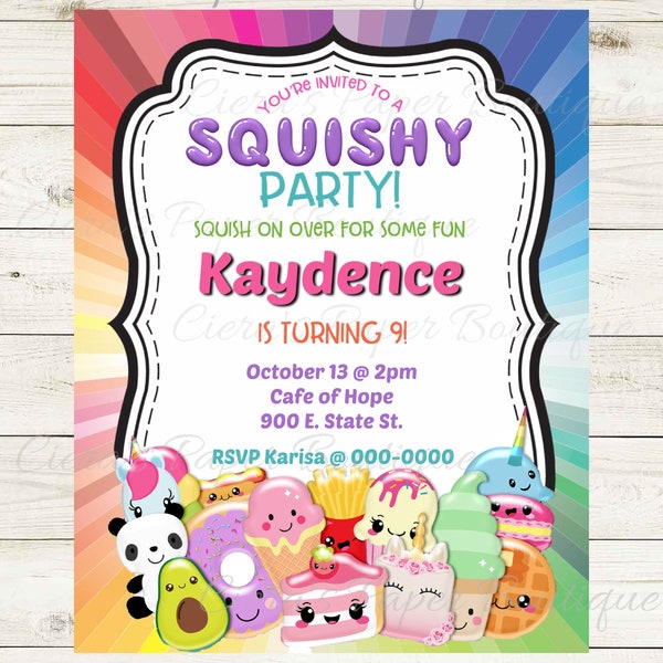 Squishy Party Invitation - Etsy