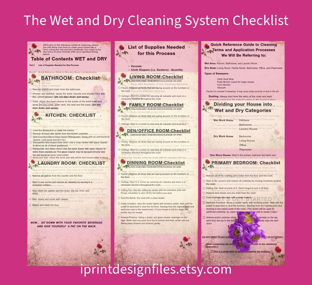 Cleaning Checklist Bundle Printable Maid Service Checklist Monthly ...