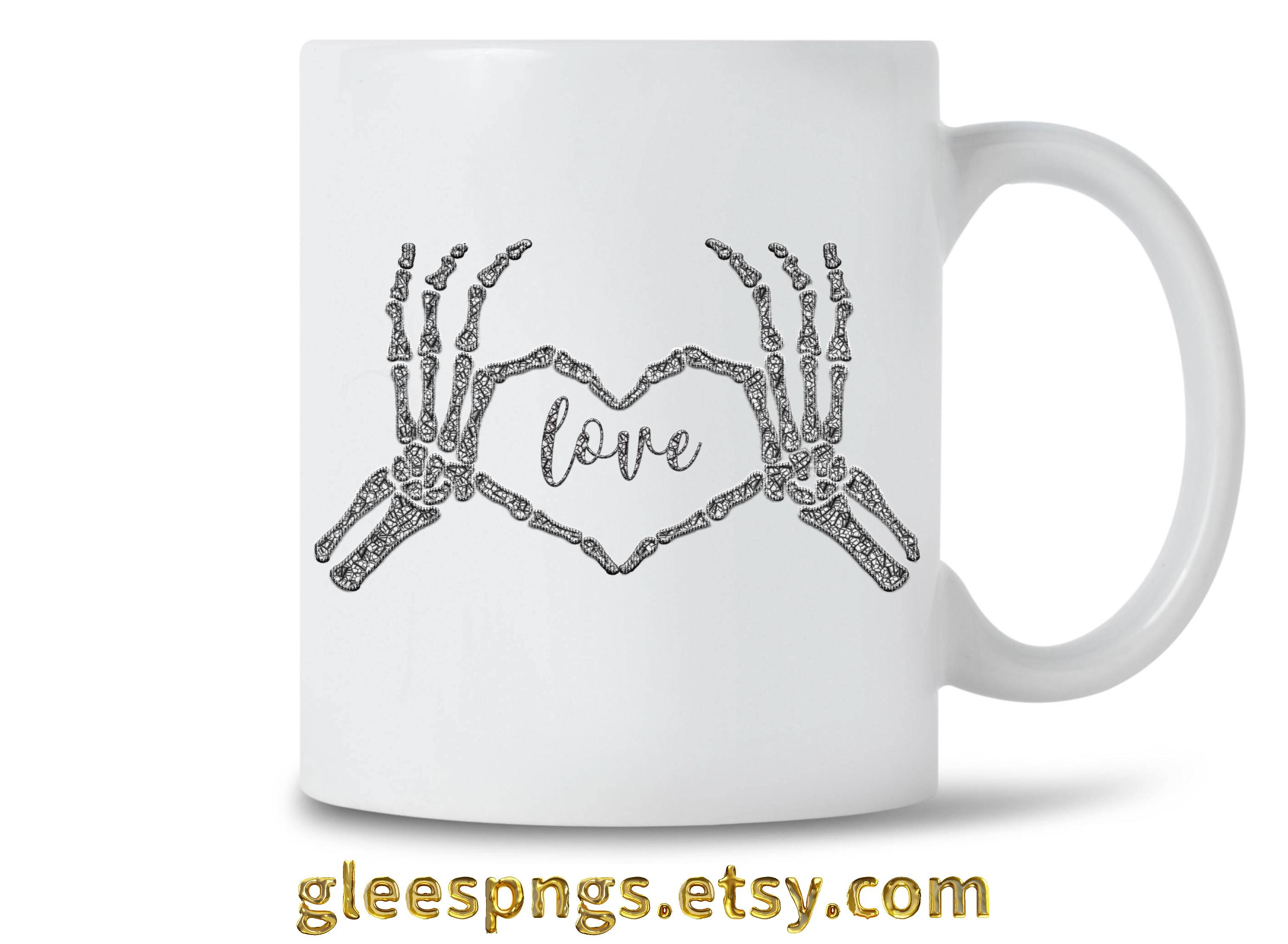 Skeleton Hand Love Print PNG Faux Embroidery Applique DTF Print PNG ...