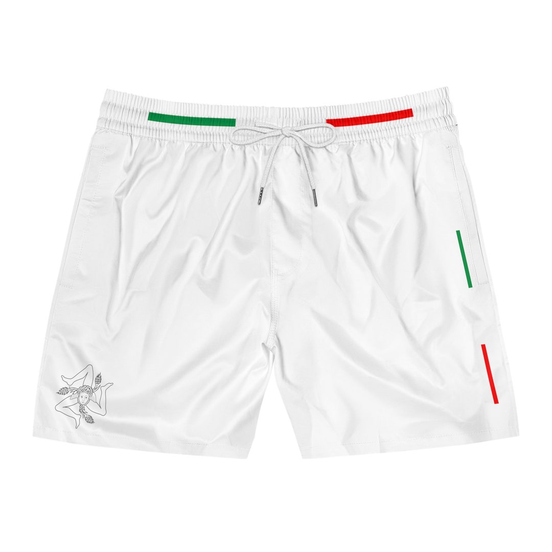 Italian Flag Swim Shorts: Sicilian Trinacria, Sporty Beach Trunks - Etsy