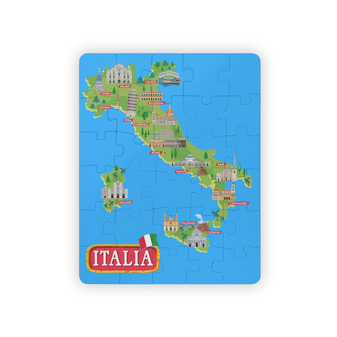 Map of Italy Kids' Puzzle Authentic Gift for Kids Italian City Map ...