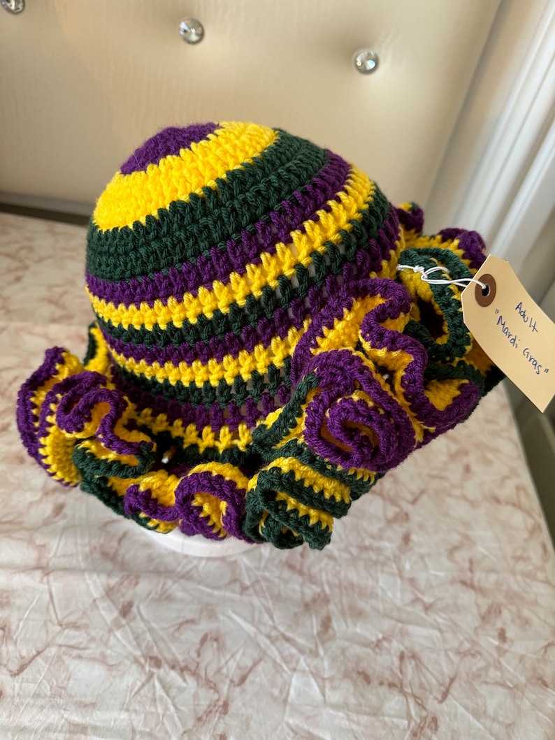 Women’s Crochet Extra Ruffles Hat, Summer Hat, Unisex Bucket Hat, Pool ...