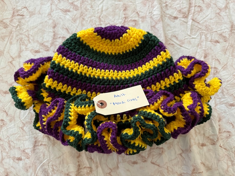 Women’s Crochet Extra Ruffles Hat, Summer Hat, Unisex Bucket Hat, Pool ...