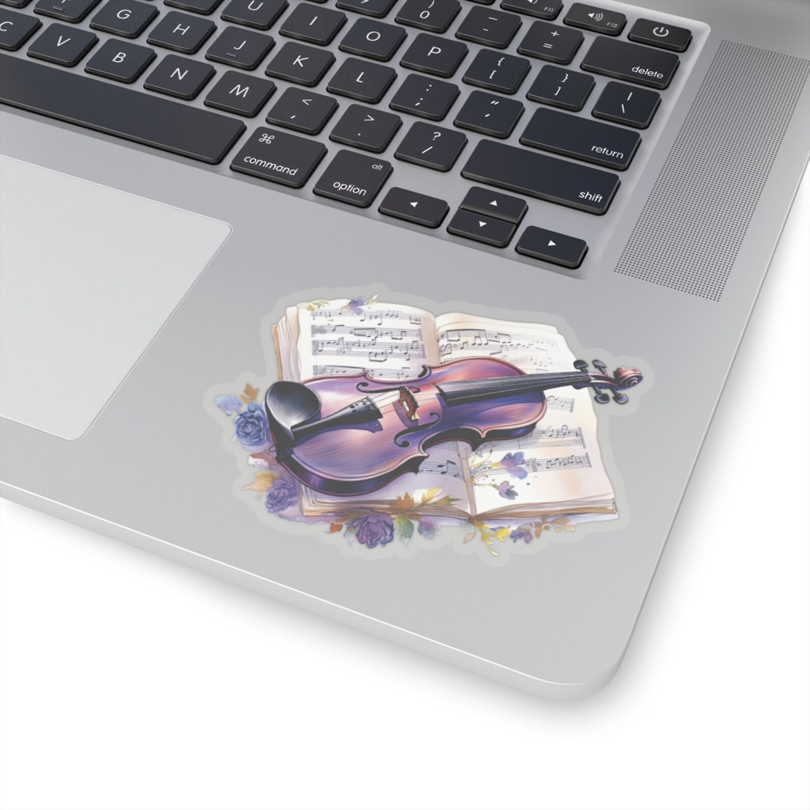 Violin and Sheet Music Kiss Cut Sticker Transparent or White Background ...