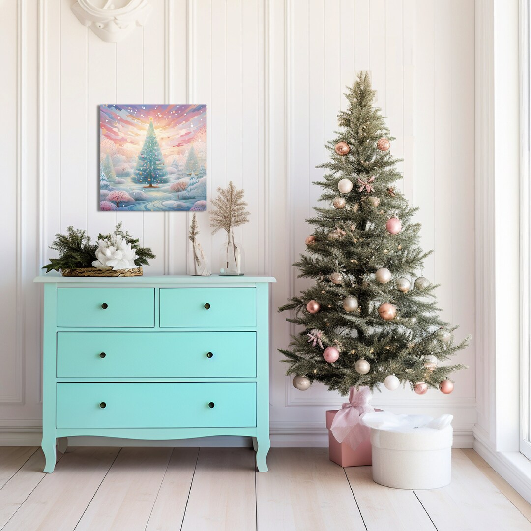 Pastel Christmas Tree Wall Art Pastel Holiday Picture Pastel Winter ...
