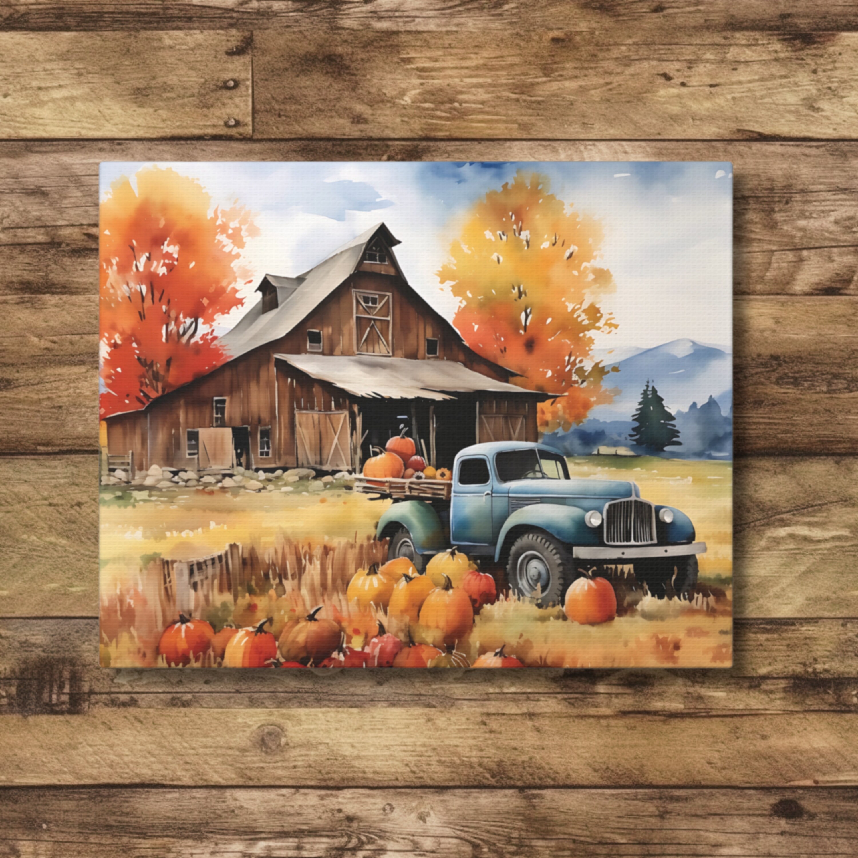 Fall Scene Truck and Barn Home Decor Antique Truck Print Fall Barn Home ...