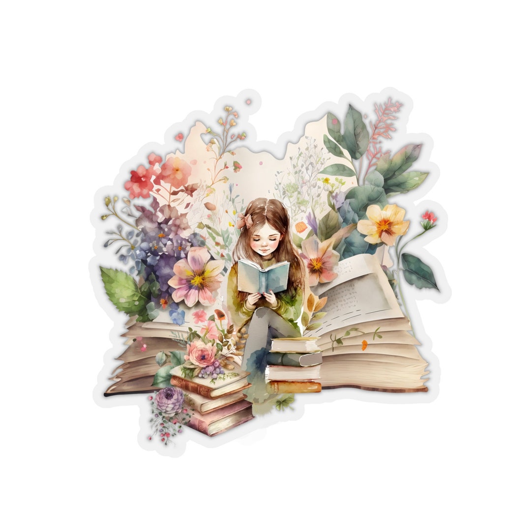 Bookworm Sticker Transparent or White Vinyl Reading Sticker Librarian ...