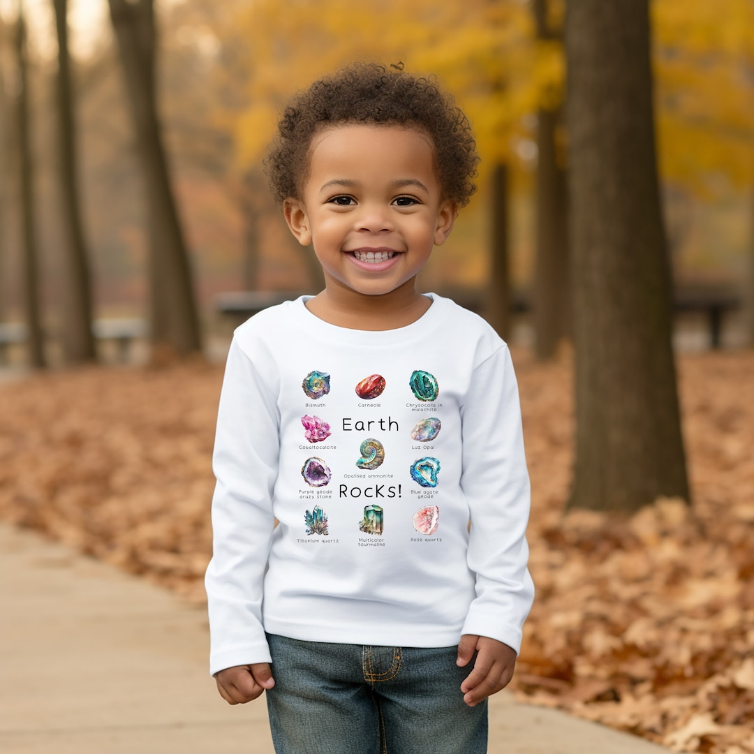 Toddler Long Sleeve Rocks and Minerals Tshirt Kids Gems and Crystals ...