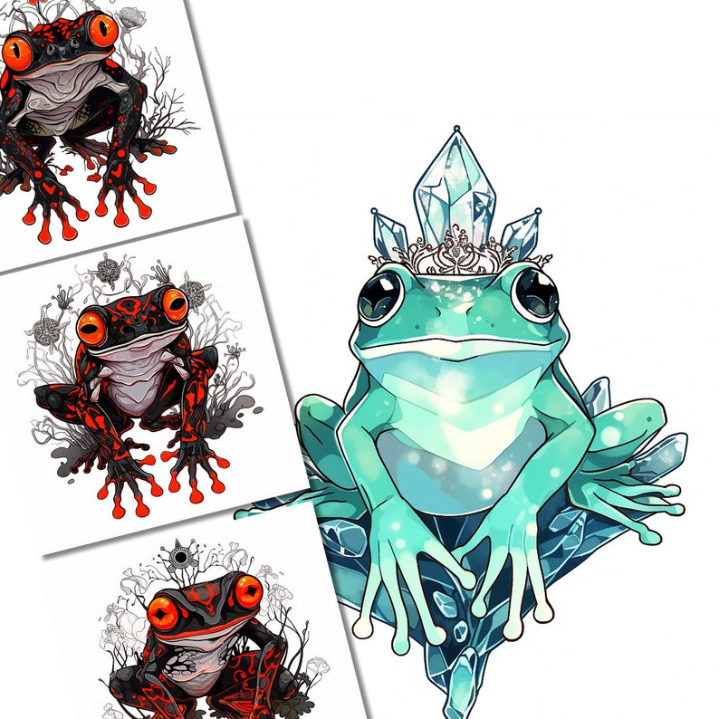 Frogs, Gothic Frogs, Cartoon Style Frogs, for Commercial Use, Digital ...
