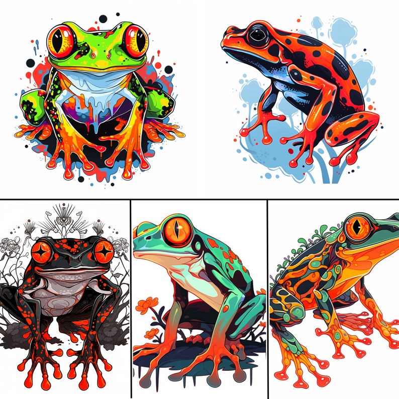 Frogs, Gothic Frogs, Cartoon Style Frogs, for Commercial Use, Digital ...
