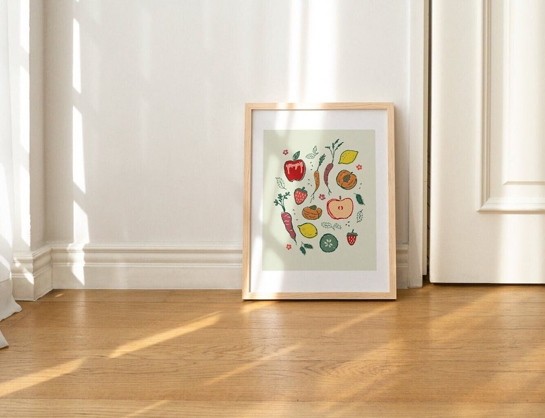 Light Green Garden Veggie Art Print, Living Room Wall Art, Wall Decor ...