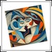 A Picasso-style Painting of Two Lovers in a Passionate Embrace, Their ...