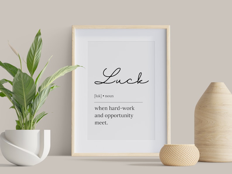Luck Definition Print, Calligraphy Font, Home Wall Art Prints, High ...