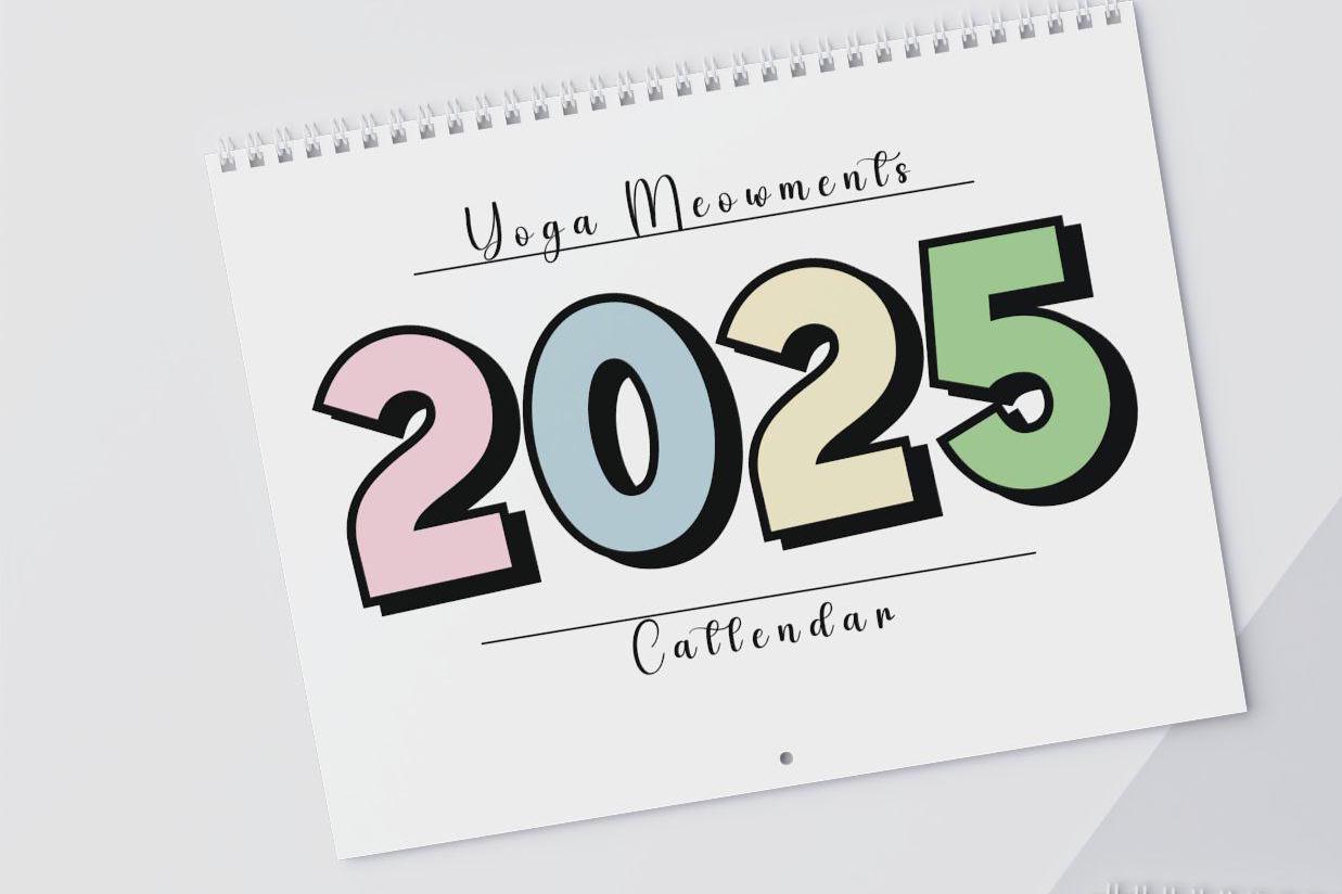 Cat Wall Calendar 2025, Monthly Yoga Poses With Cats, Yoga Meowments ...