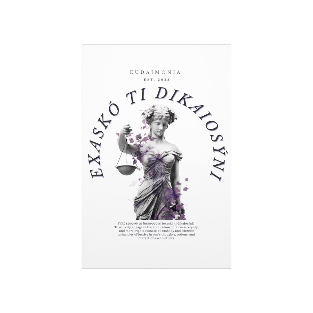 Justice - Stoic Virtue Poster - Wall Art - Empowering - Virtue - Greek ...