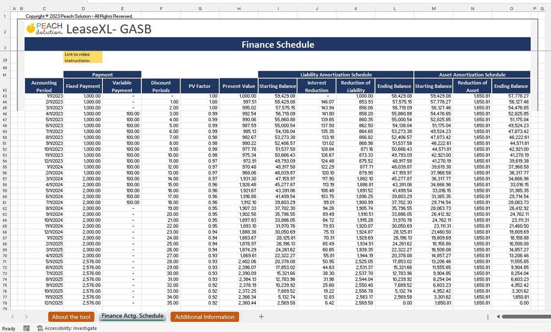 Lease Accounting Excel Solution for Finance- GASB87 | Small and Medium ...