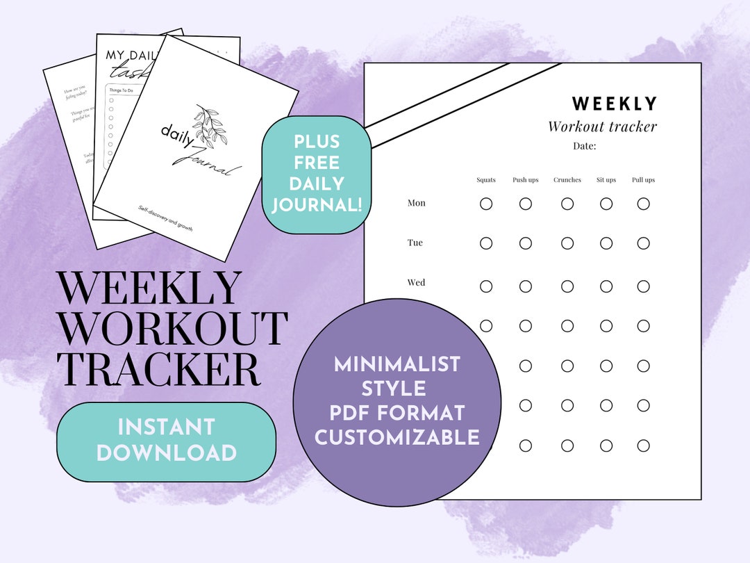 Weekly Workout Tracker, Exercise Log, Gym Workout Tracker, Health ...