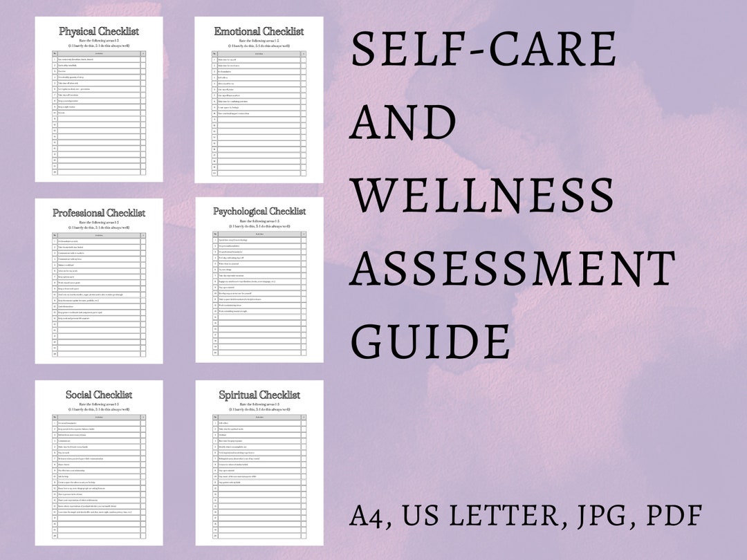 Self-care Template, Self-care Assessment, Wellness Assessment, Stress ...
