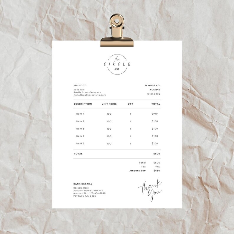 Invoice Template, White Simple and Minimalist - Etsy