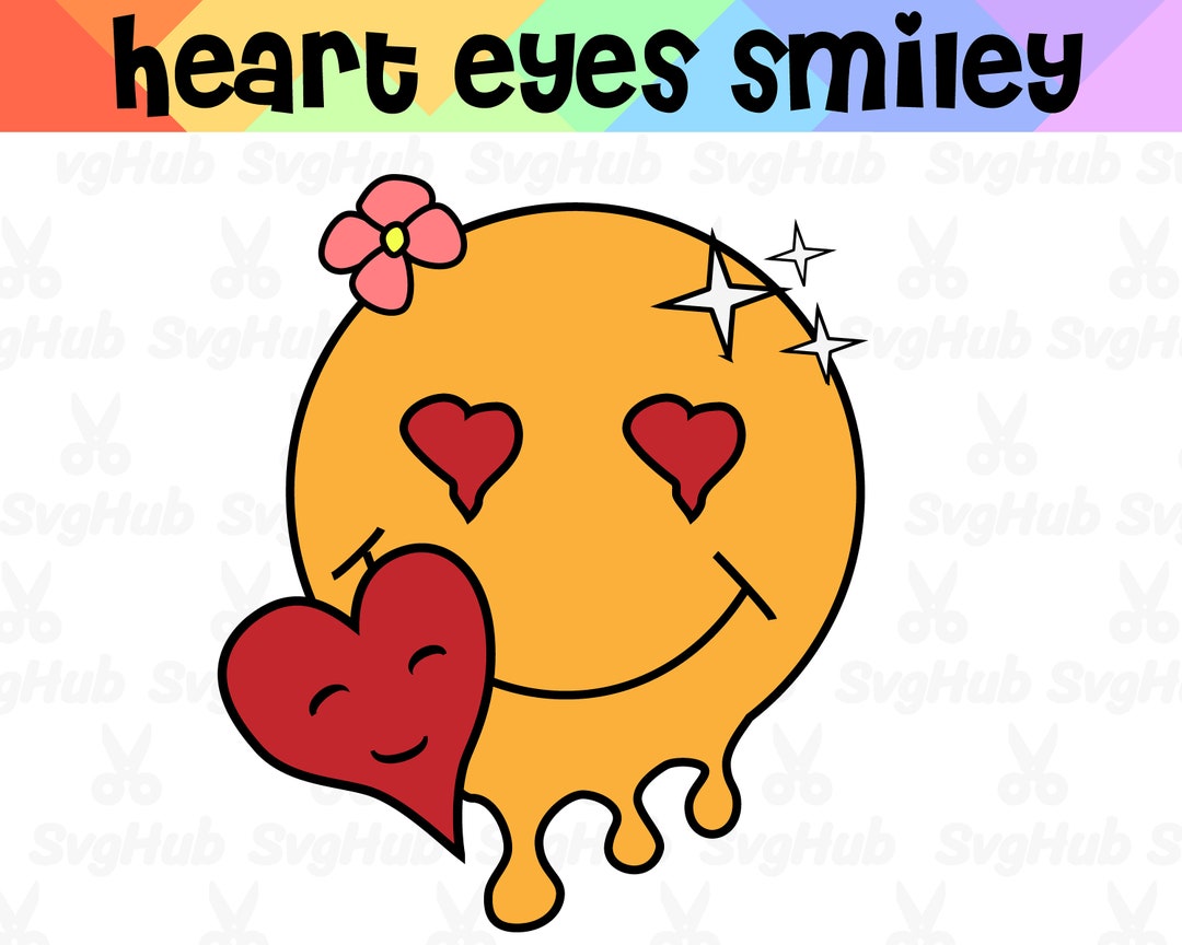Smiley Face SVG | Heart Eyes Smiley | Vintage | Trendy Smileys | Emoji ...