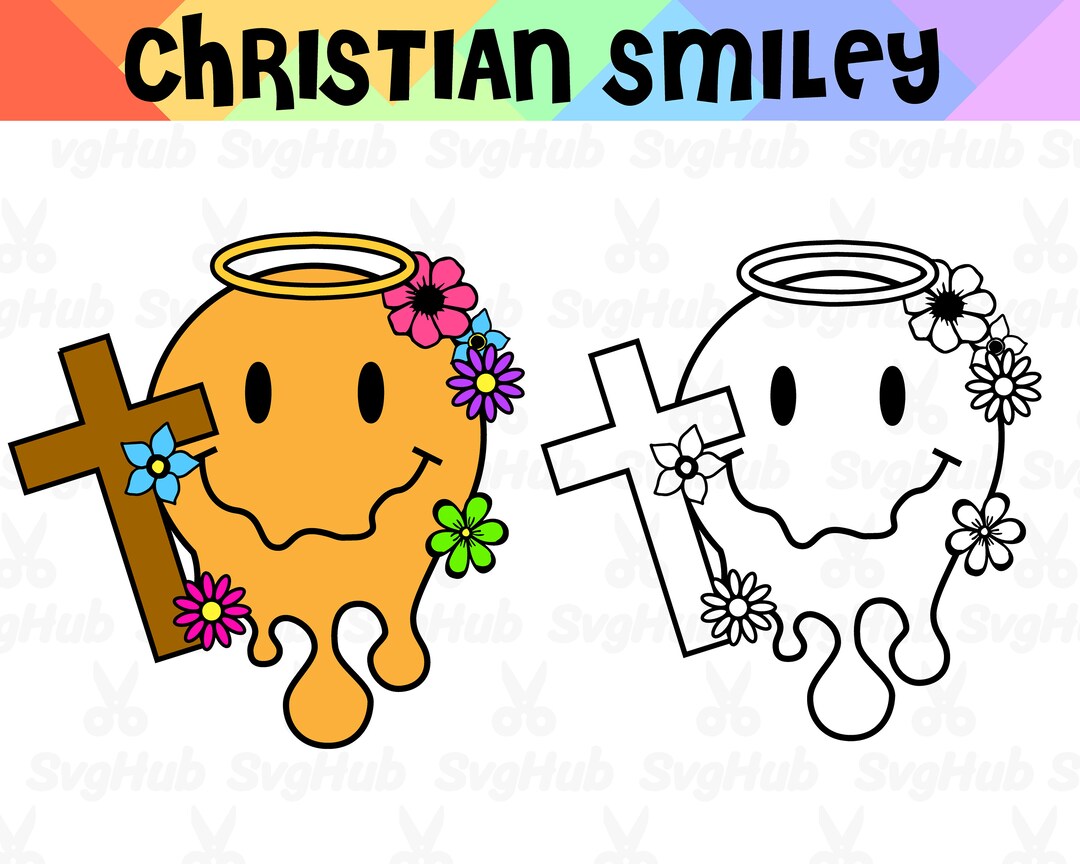 Smiley Face SVG Christian Smiley Vintage Trendy Smileys Emoji Cut-files ...