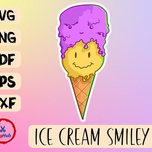 Smiley Face SVG | Ice Cream Smiley | Vintage | Trendy Smileys | Emoji ...