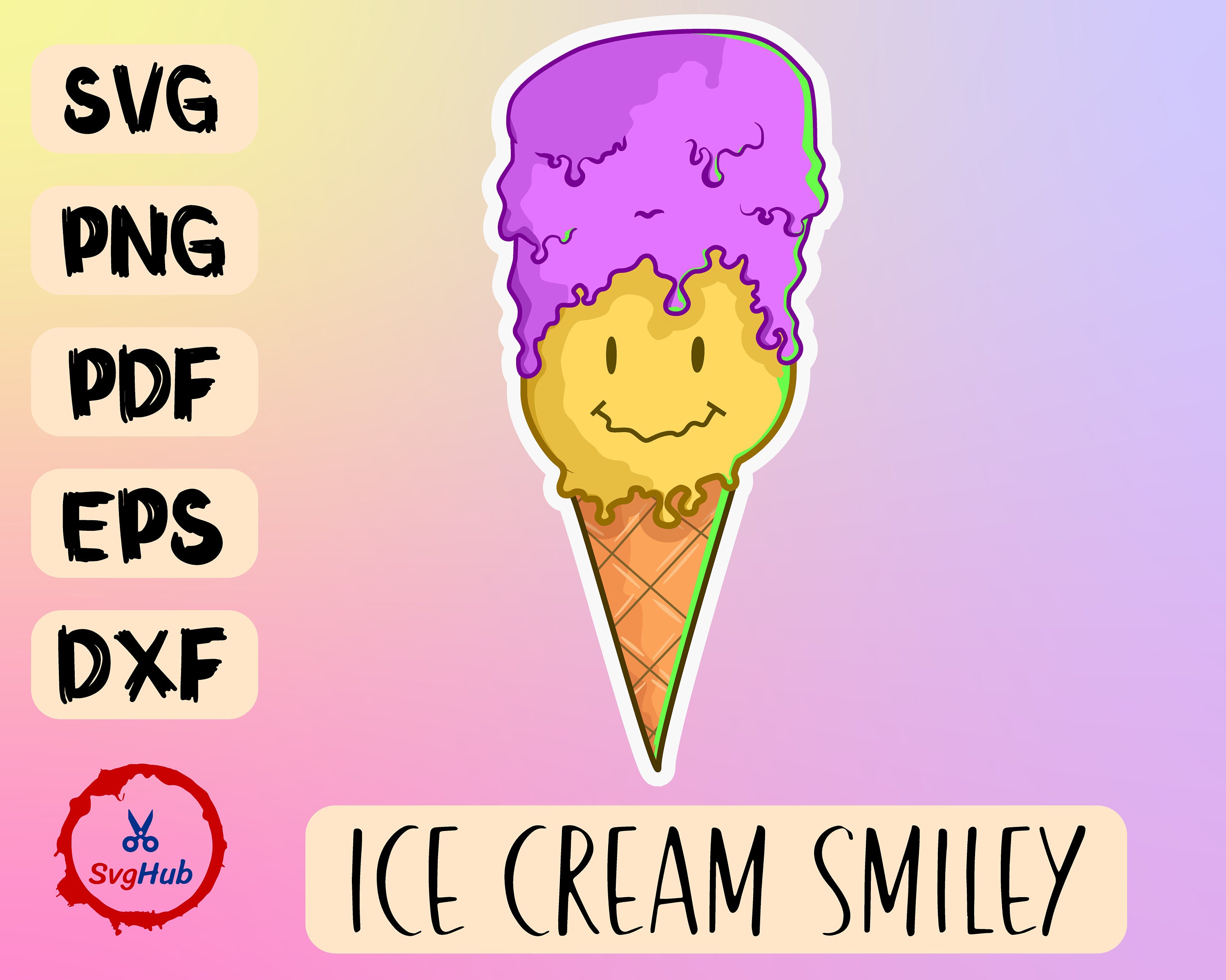 Smiley Face SVG | Ice Cream Smiley | Vintage | Trendy Smileys | Emoji ...