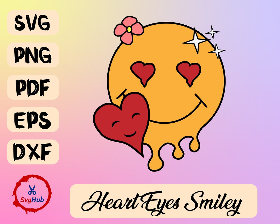 Smiley Face SVG Heart Eyes Smiley Vintage Trendy Smileys - Etsy