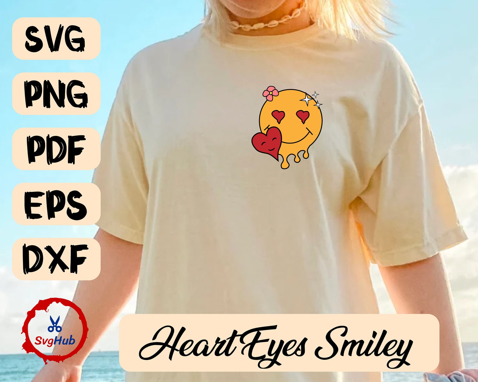 Smiley Face SVG | Heart Eyes Smiley | Vintage | Trendy Smileys | Emoji ...
