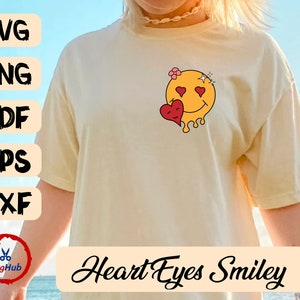 Smiley Face SVG Heart Eyes Smiley Vintage Trendy Smileys Emoji Cut ...