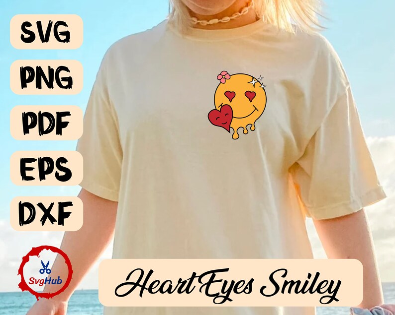 Smiley Face SVG | Heart Eyes Smiley | Vintage | Trendy Smileys | Emoji ...