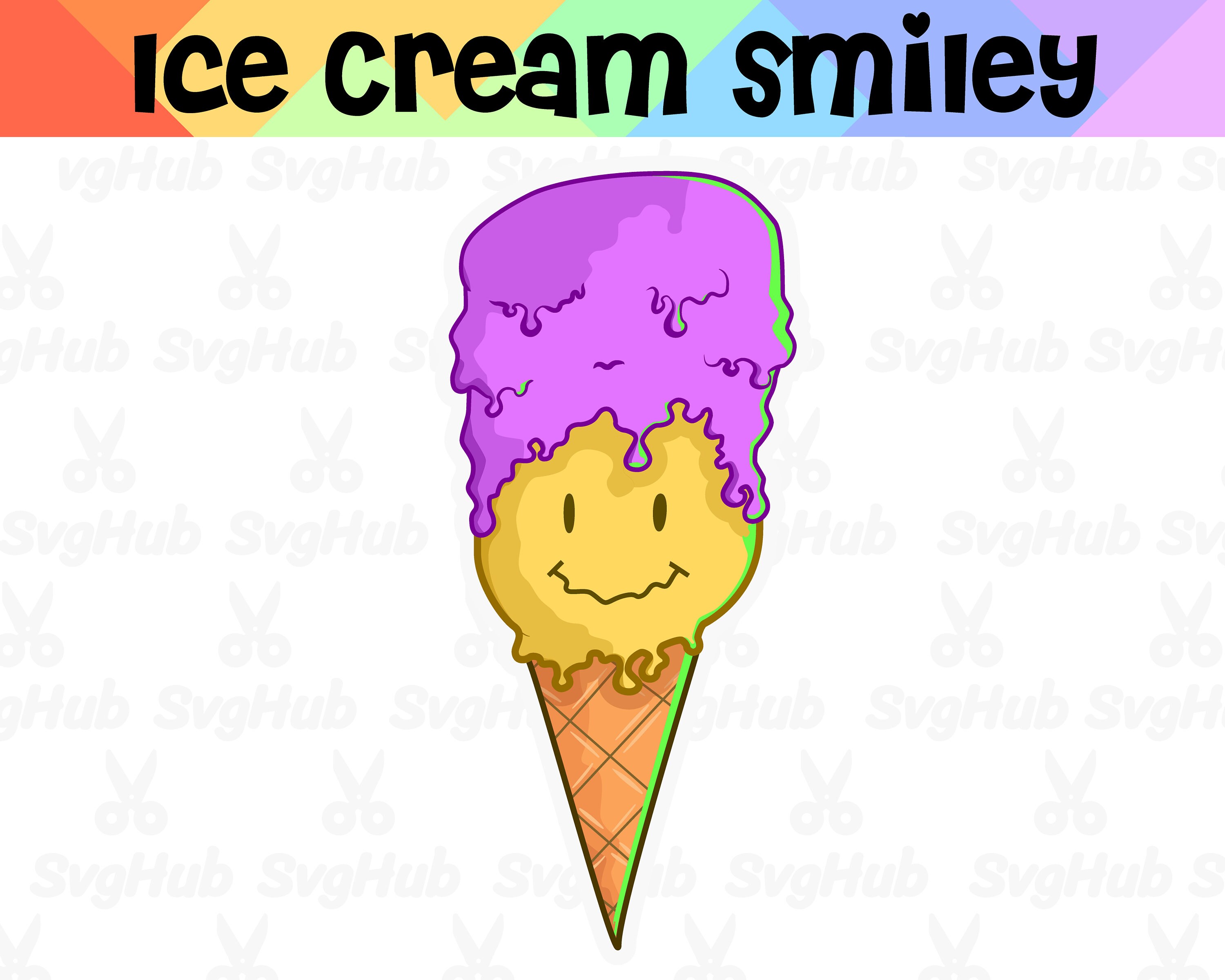 Smiley Face SVG Ice Cream Smiley Vintage Trendy Smileys Emoji Cut-files ...