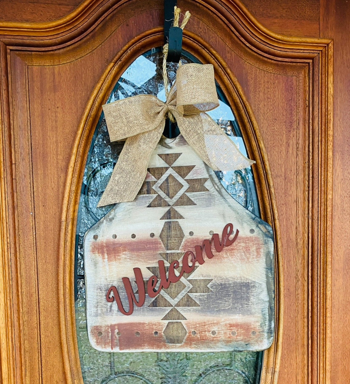 Southwest Serape Cow Tag Door Hanger - Etsy