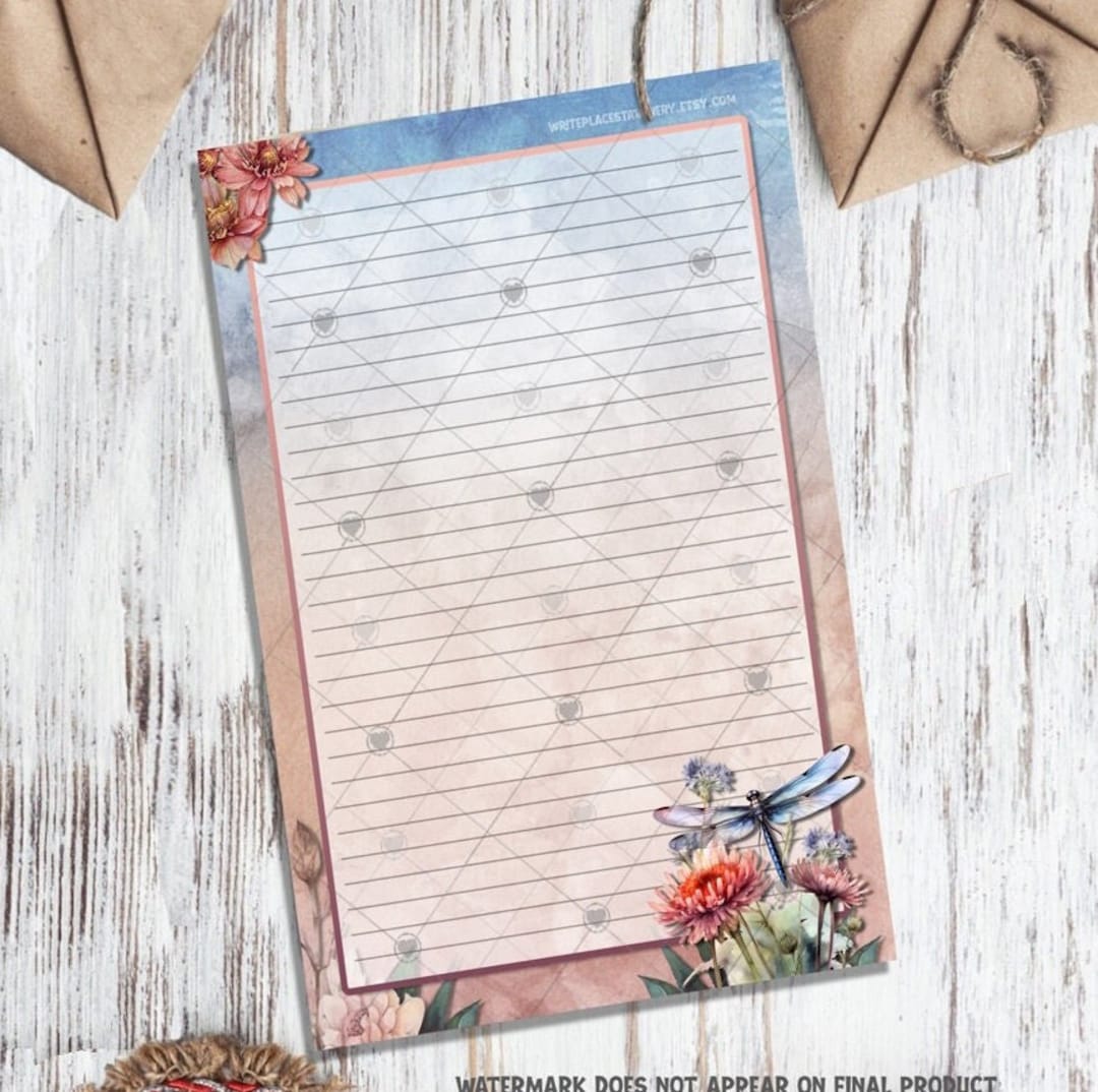 Dragonfly Summer Stationery Set – 10 Pages, 5.5x8.5 Letter Writing ...
