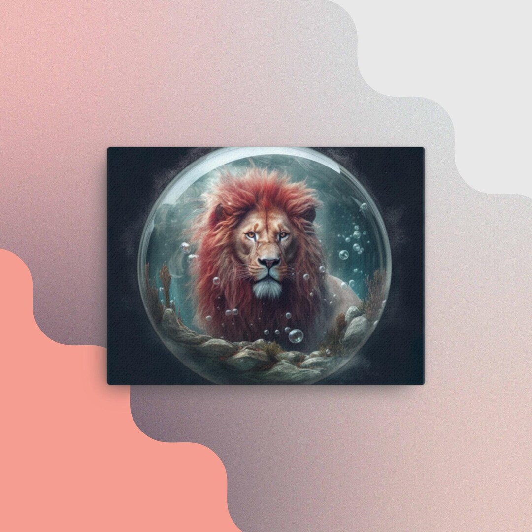 Lion in Bubble Lion AI Print Animal Wall Art Canvas Home - Etsy