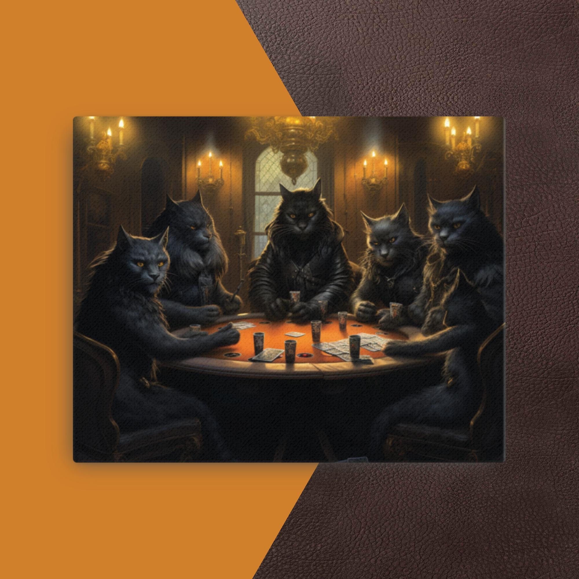 Wolf-like Black Cats Playing Poker, AI Wall Art Print, Canvas - Etsy