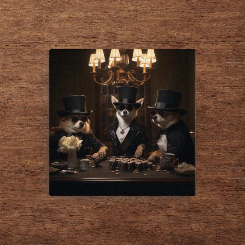Chihuahua DOGS Playing POKER, Mafia Wall ART, Gangster Canvas Art Ai ...