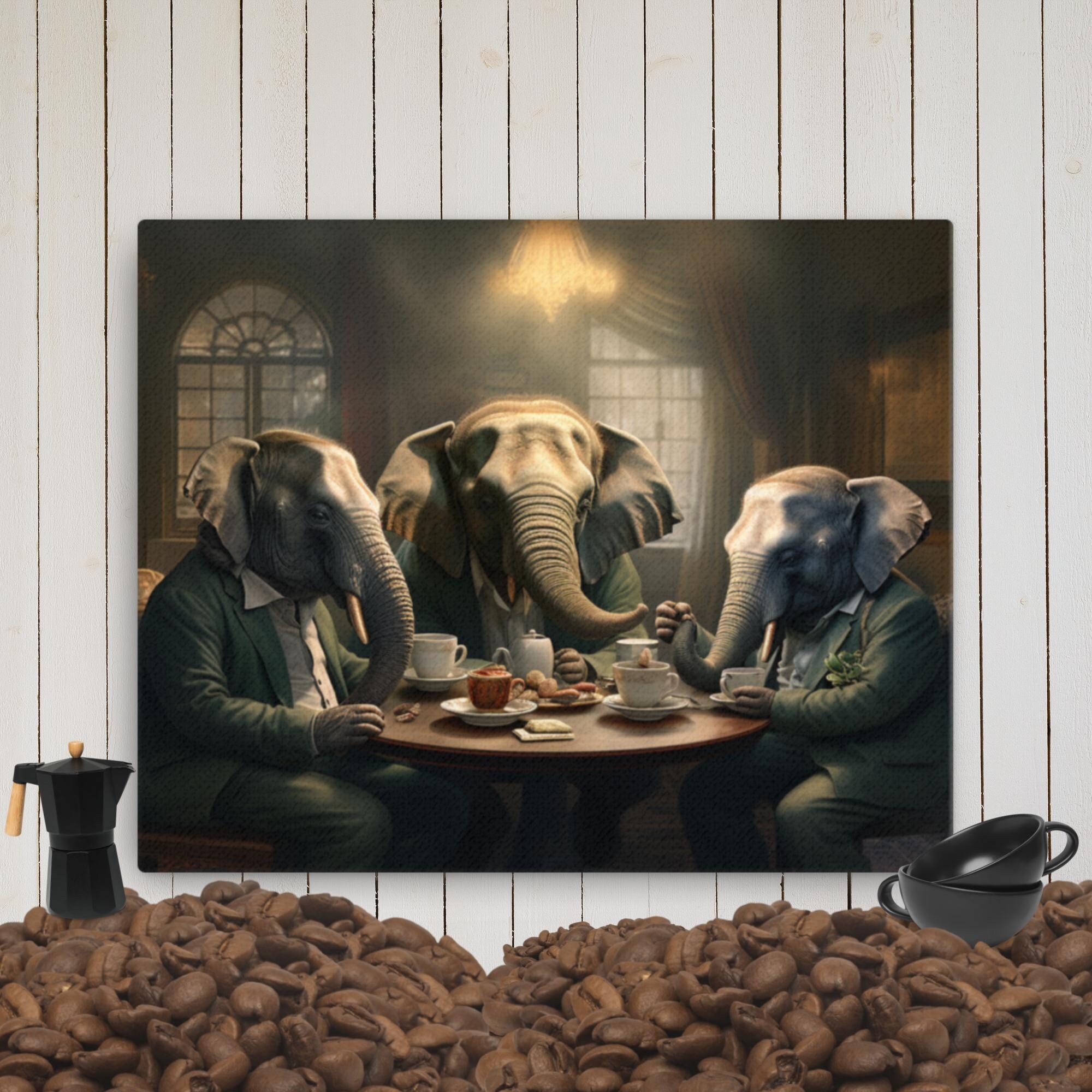 Three ELEPHANTS Coffee Table WALL ART Available in Multiple Size Animal ...