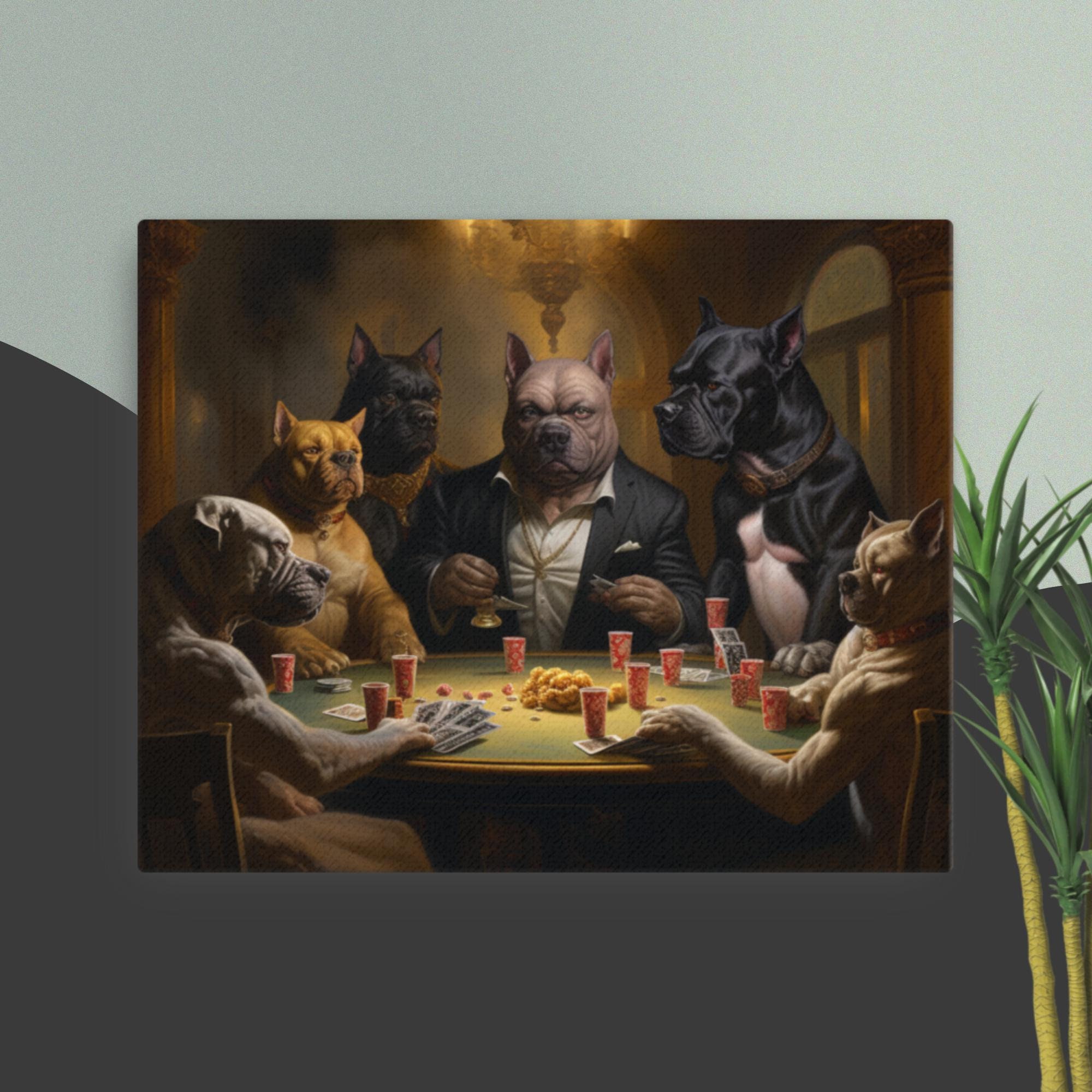 DOGS Playing POKER Anthropomorphic Wall ART Ai-generated Canvas Print ...